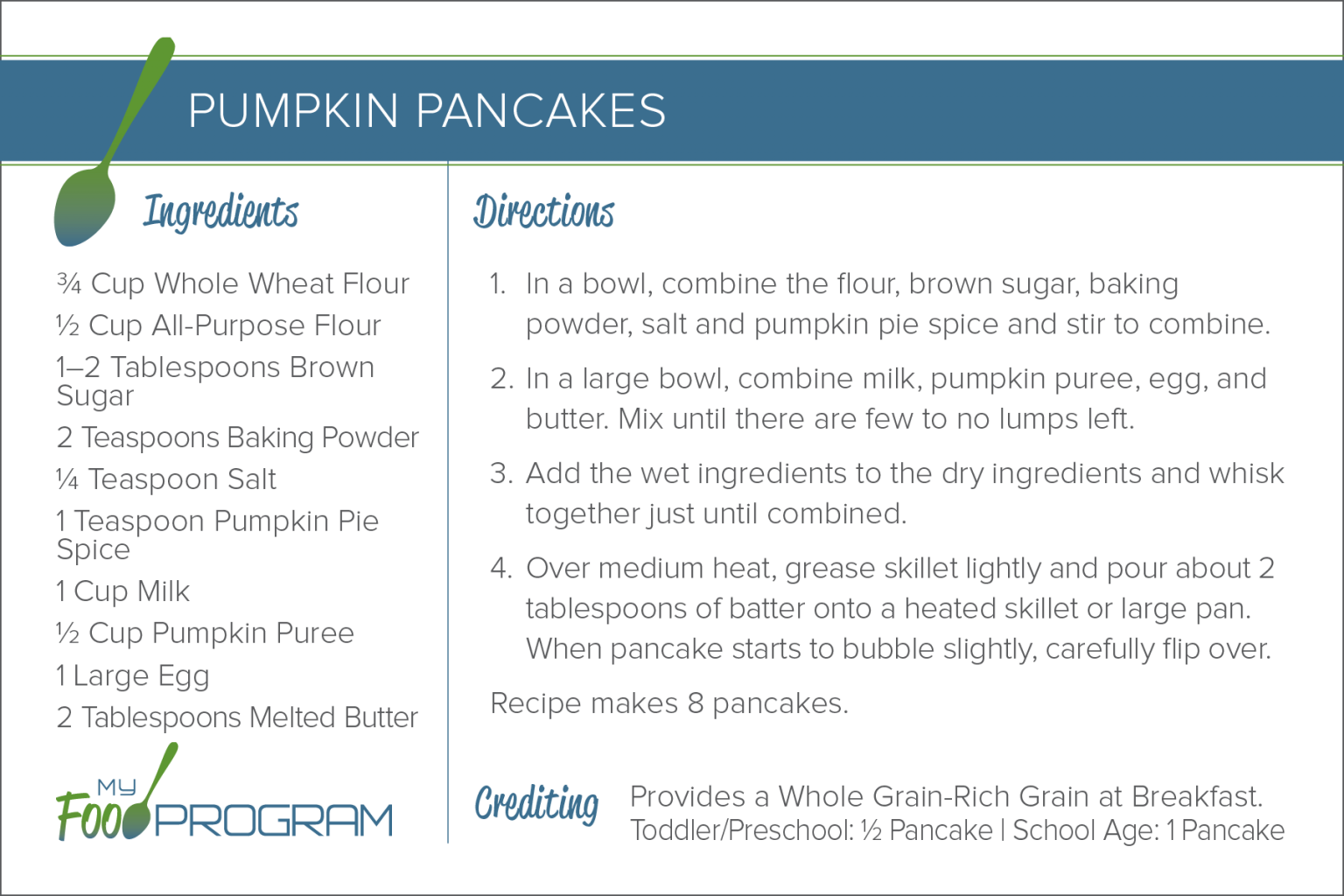 CACFP-Creditable Recipe Collection | My Food Program