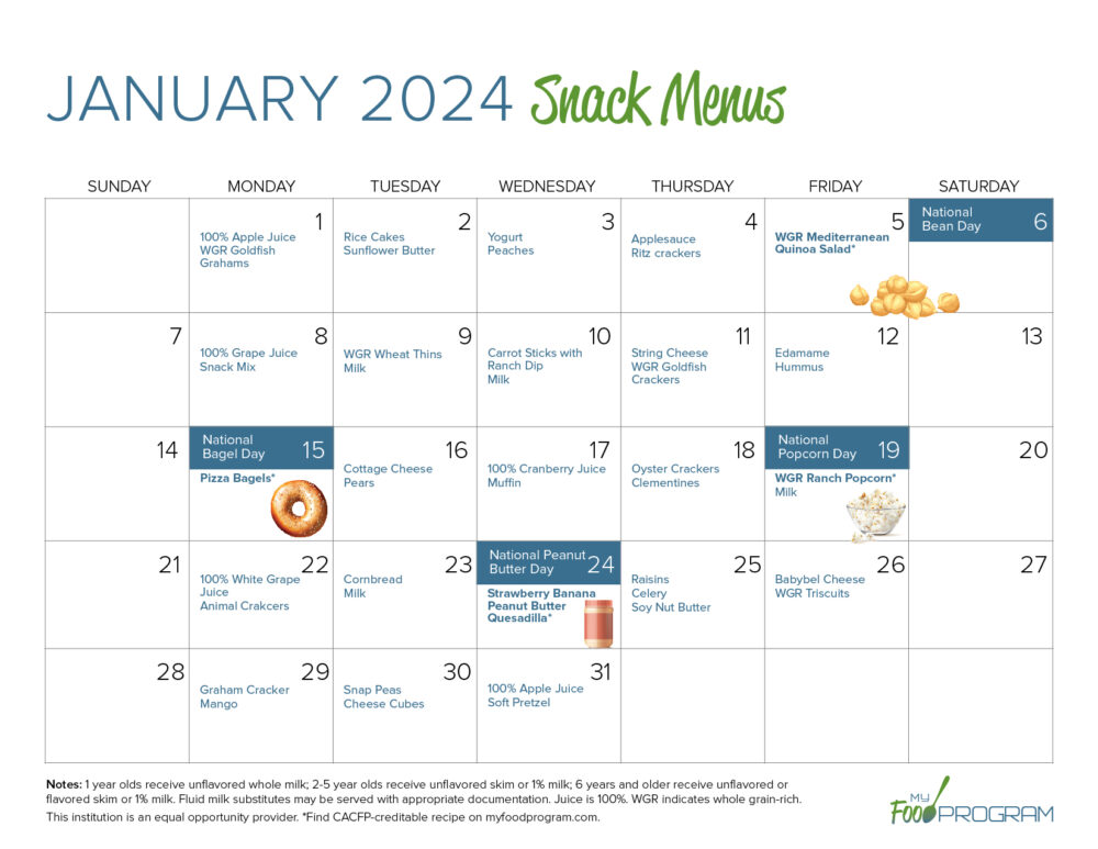 January 2024 Menus & Recipes | My Food Program