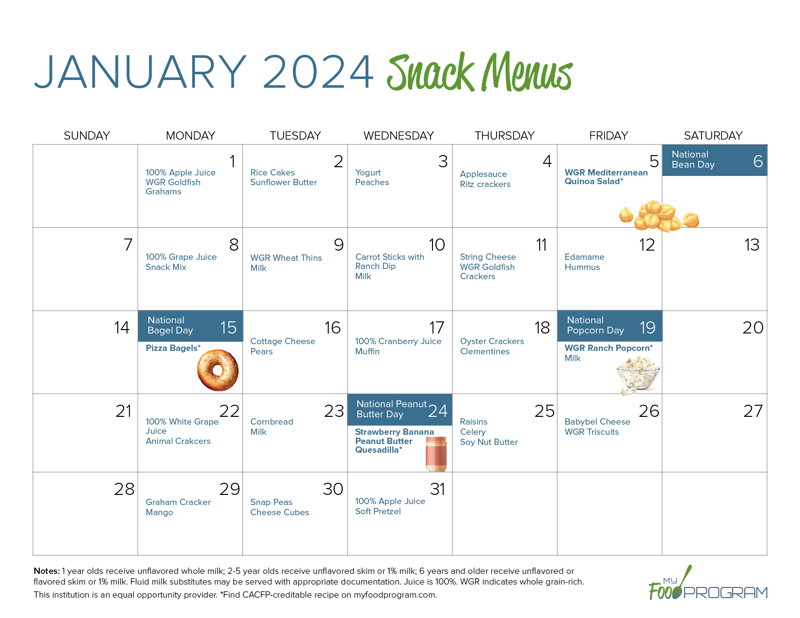 January 2024 Menus & Recipes | My Food Program