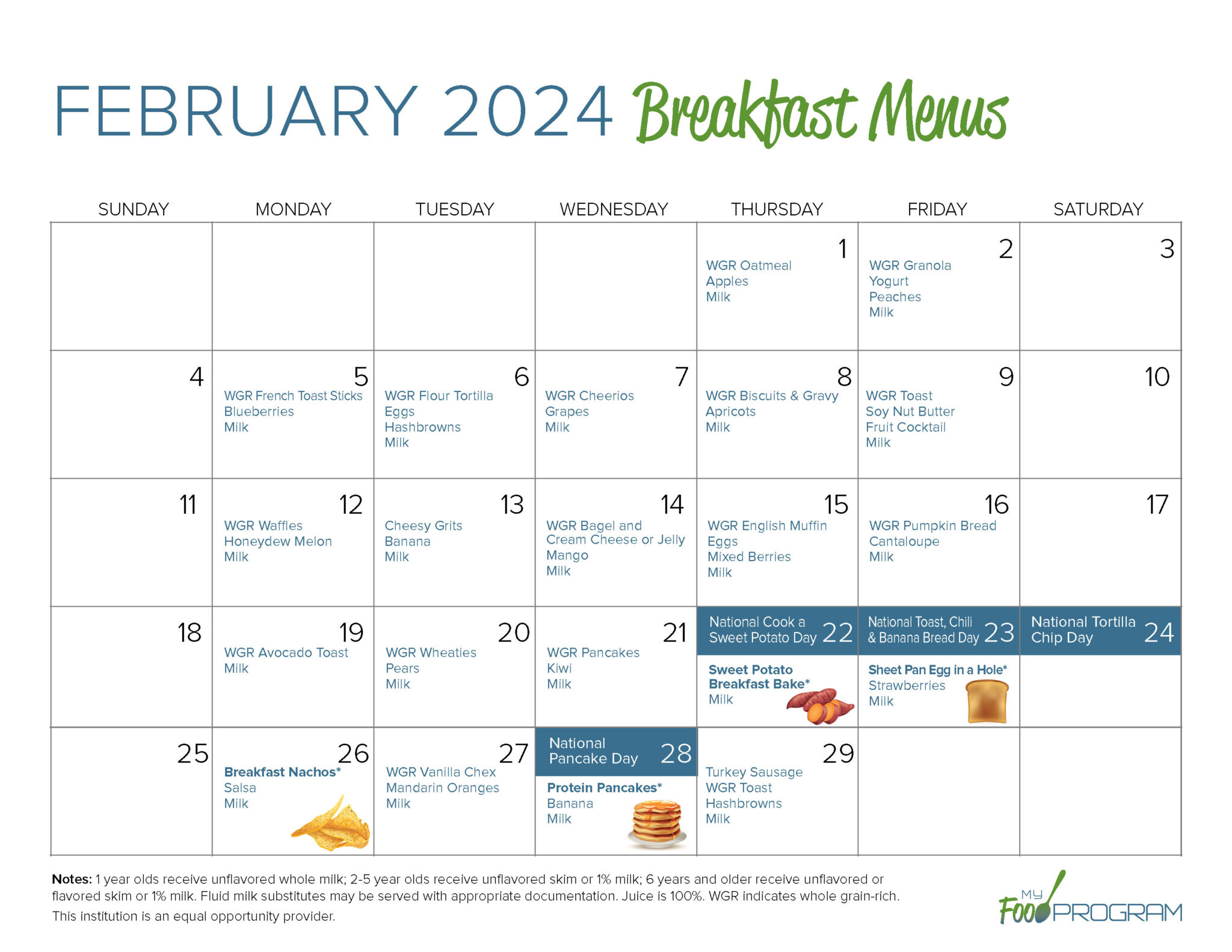 February 2024 Menus & Recipes | My Food Program