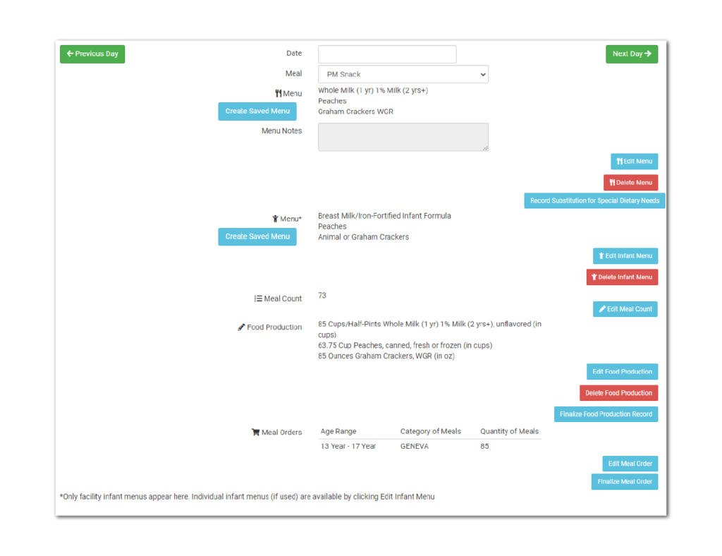 Software Screenshots & Sample Reports | My Food Program
