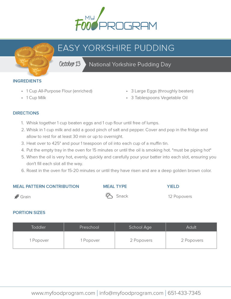 October 2024 Menus & Recipes | My Food Program