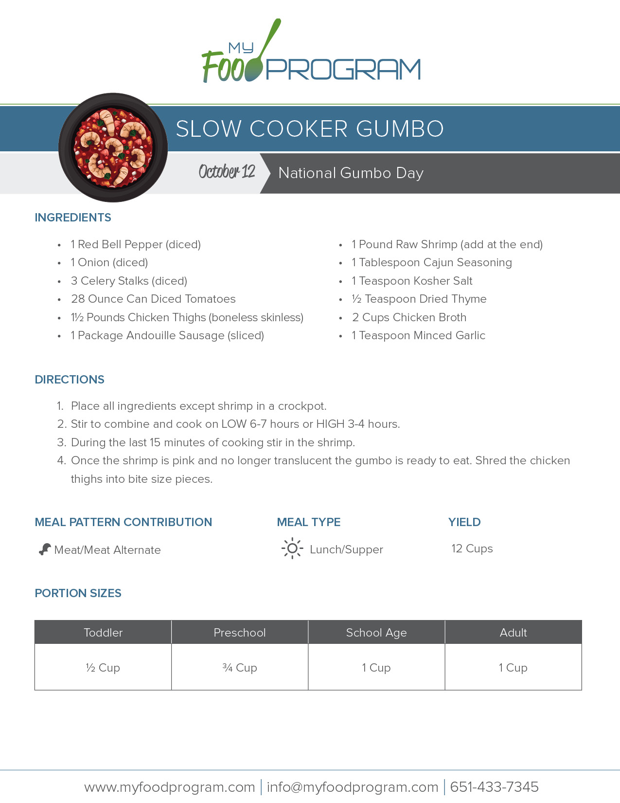 October 2024 Menus & Recipes | My Food Program