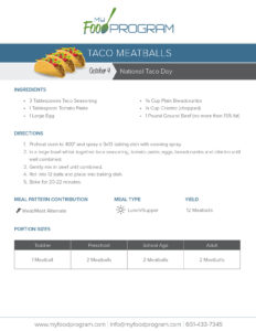 October 2024 Menus & Recipes | My Food Program