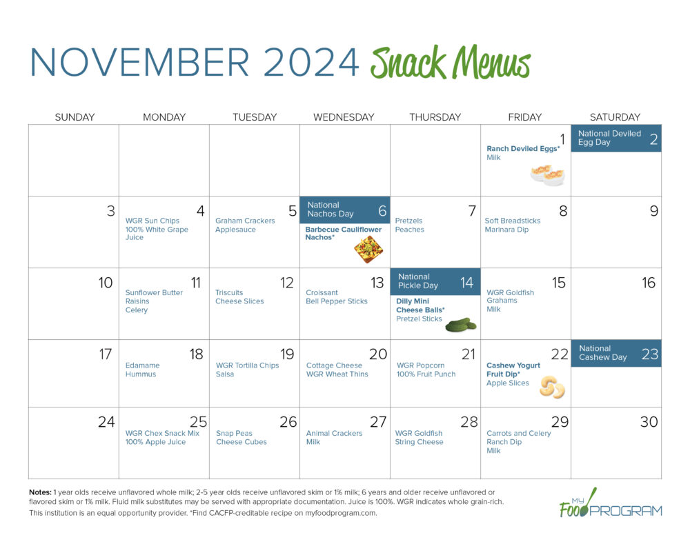 November 2024 Menus & Recipes | My Food Program