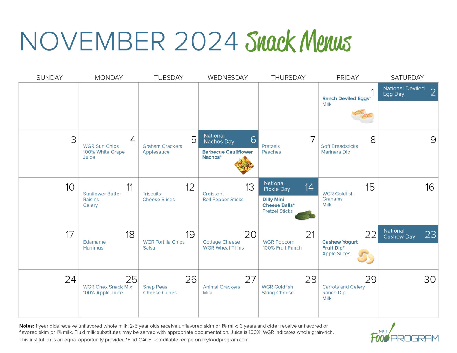 November 2024 Menus & Recipes | My Food Program