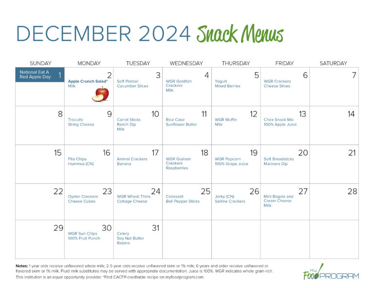 December 2024 Menus & Recipes | My Food Program