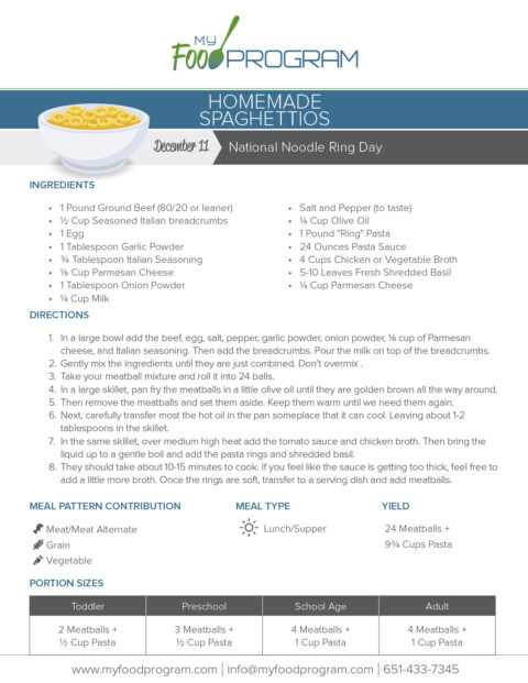 December 2024 Menus & Recipes | My Food Program