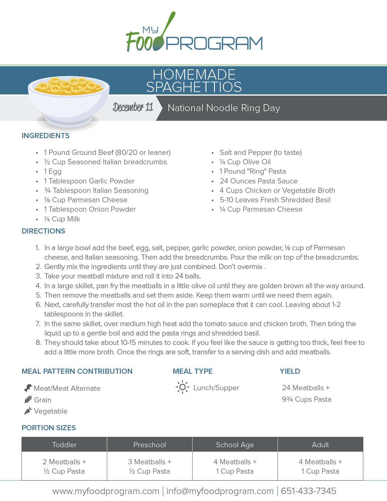 December 2024 Menus & Recipes | My Food Program