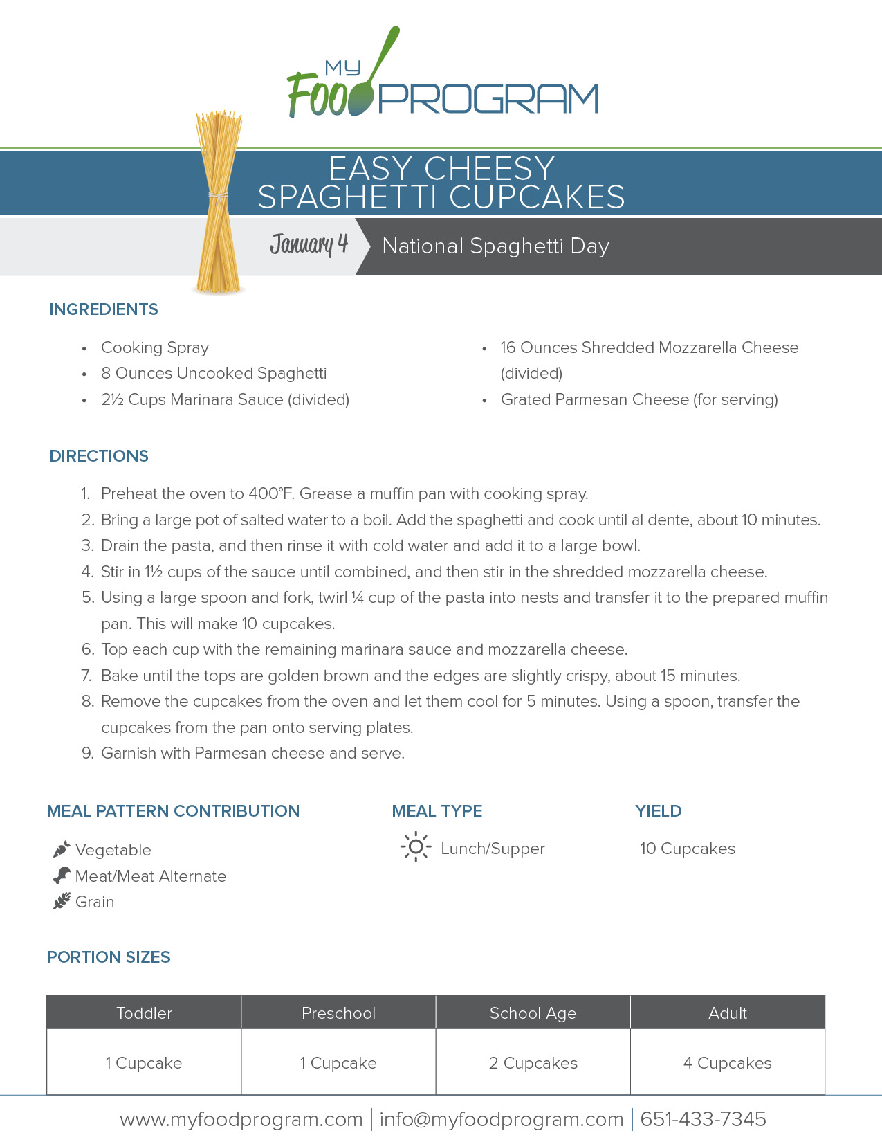 January 2025 Menus & Recipes | My Food Program