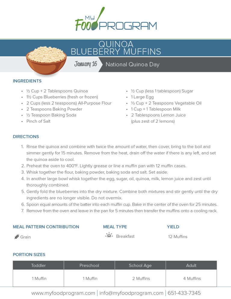 January 2025 Menus & Recipes | My Food Program