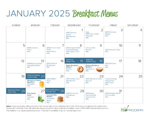 January 2025 Menus & Recipes | My Food Program