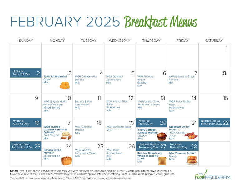 February 2025 Menus & Recipes | My Food Program