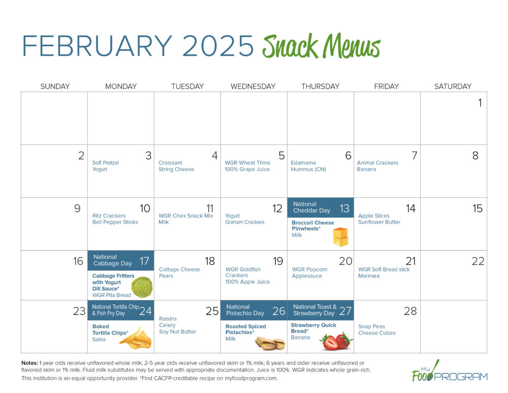 February 2025 Menus & Recipes | My Food Program