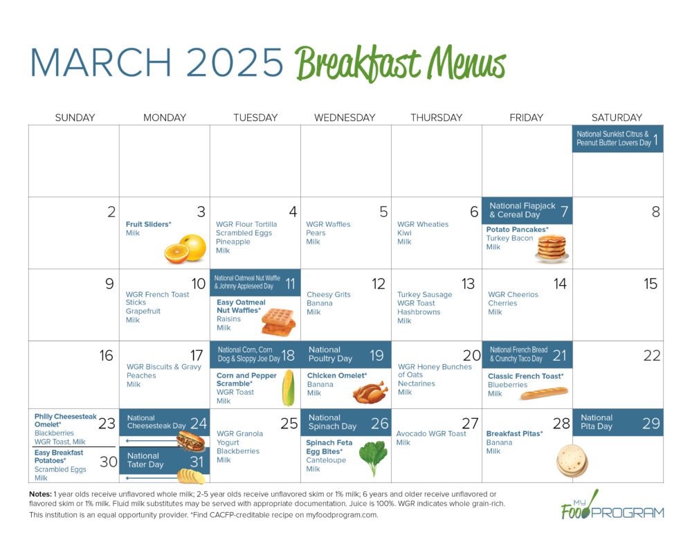 March 2025 Menus & Recipes | My Food Program