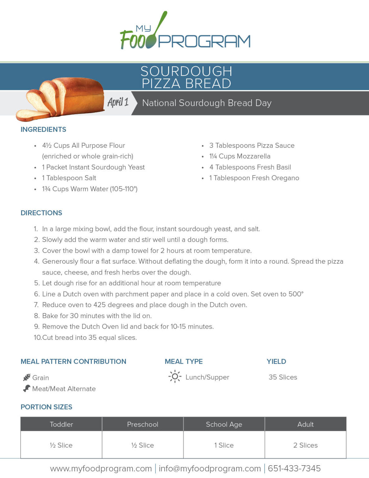 April 2025 Menus & Recipes | My Food Program