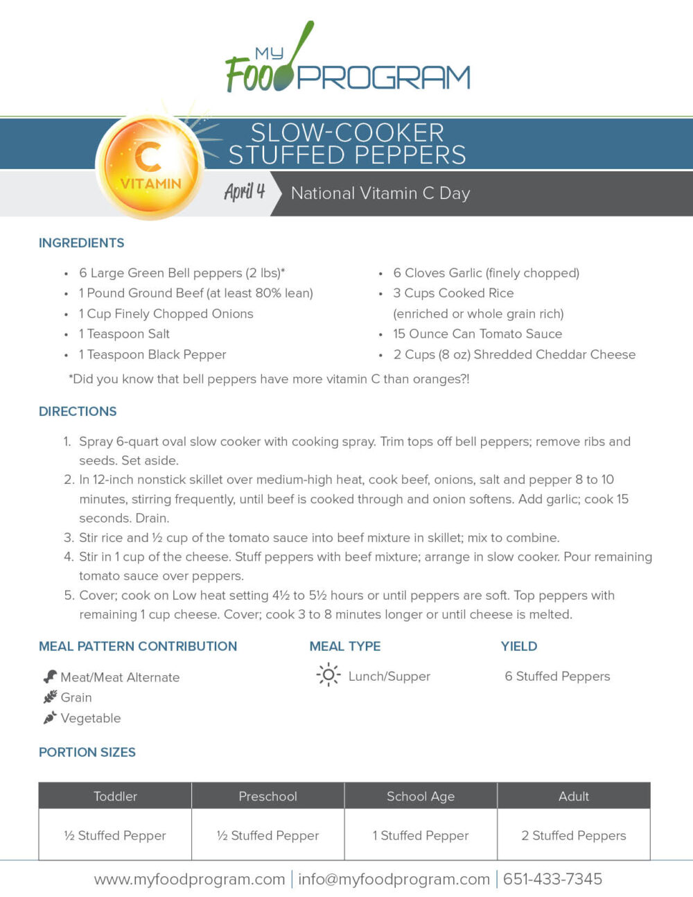 April 2025 Menus & Recipes | My Food Program