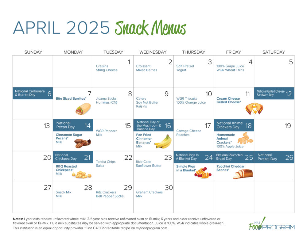 April 2025 Menus & Recipes | My Food Program