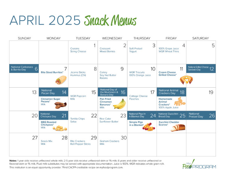 April 2025 Menus & Recipes | My Food Program