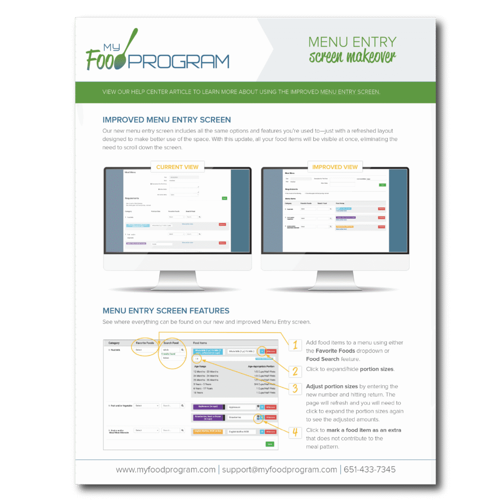 Menu Entry Screen Makeover | My Food Program