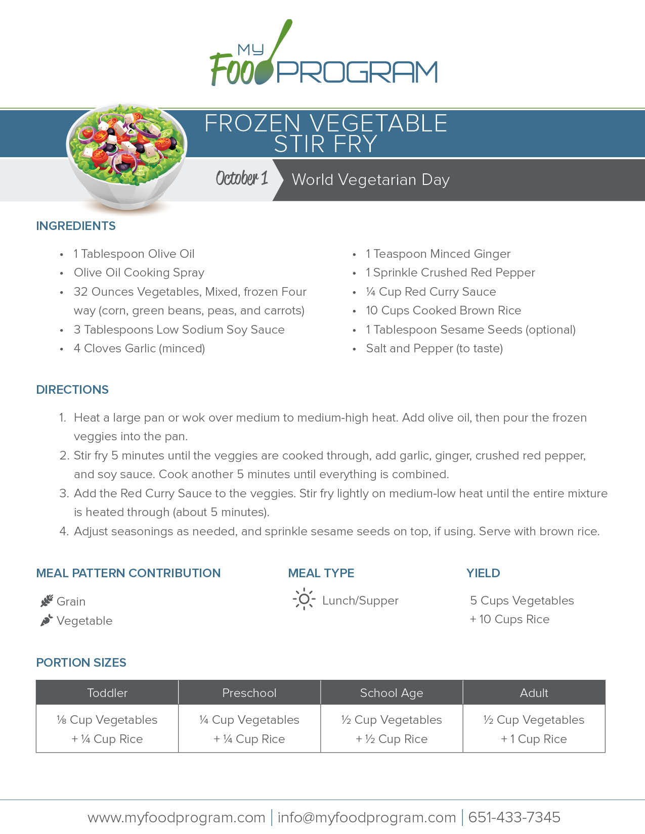 October 2025 Menus & Recipes | My Food Program