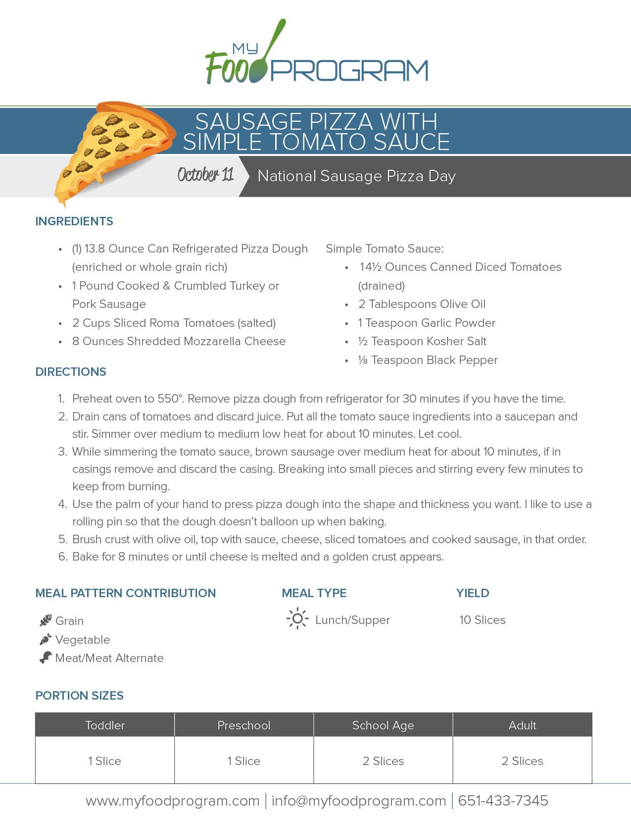 October 2025 Menus & Recipes | My Food Program