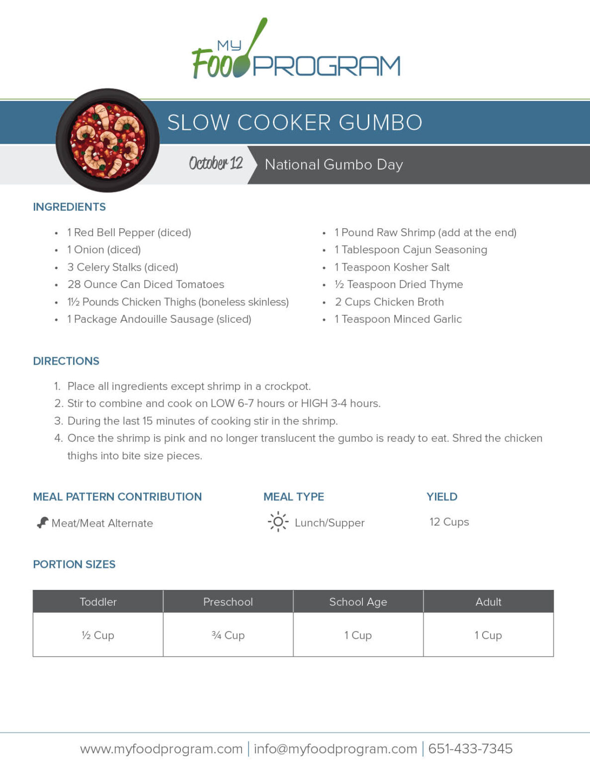 October 2025 Menus & Recipes | My Food Program