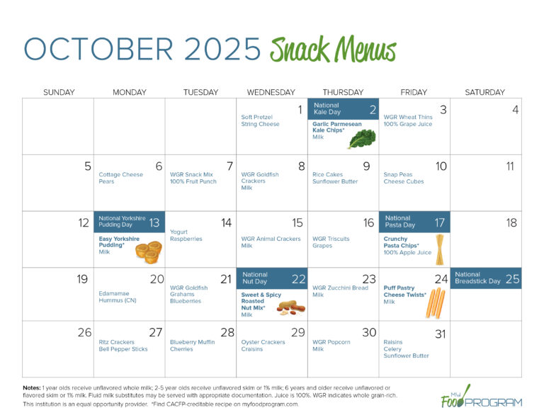 October 2025 Menus & Recipes | My Food Program