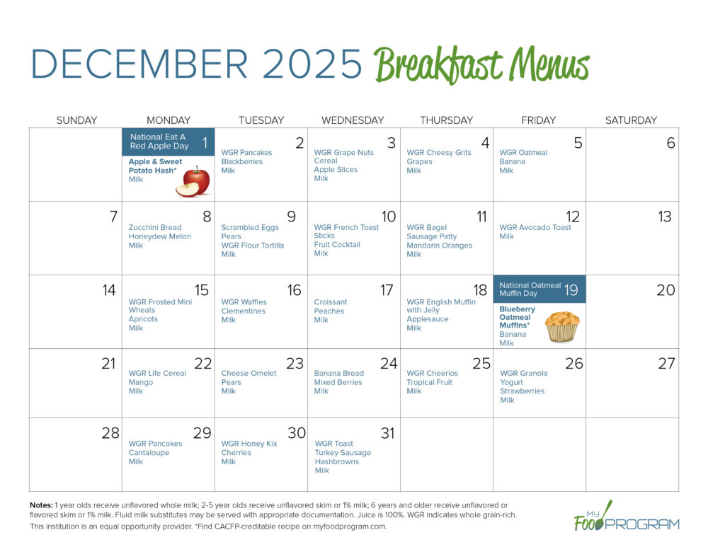December 2025 Menus & Recipes | My Food Program
