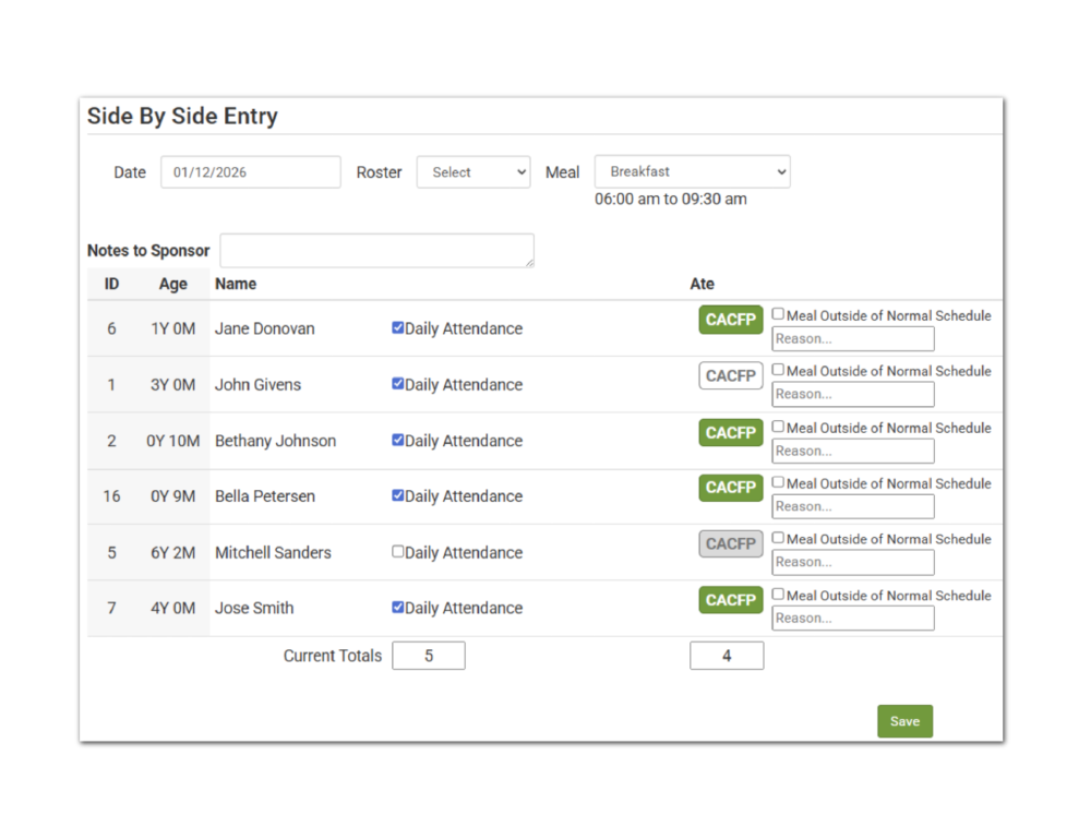 Software Screenshots & Sample Reports | My Food Program