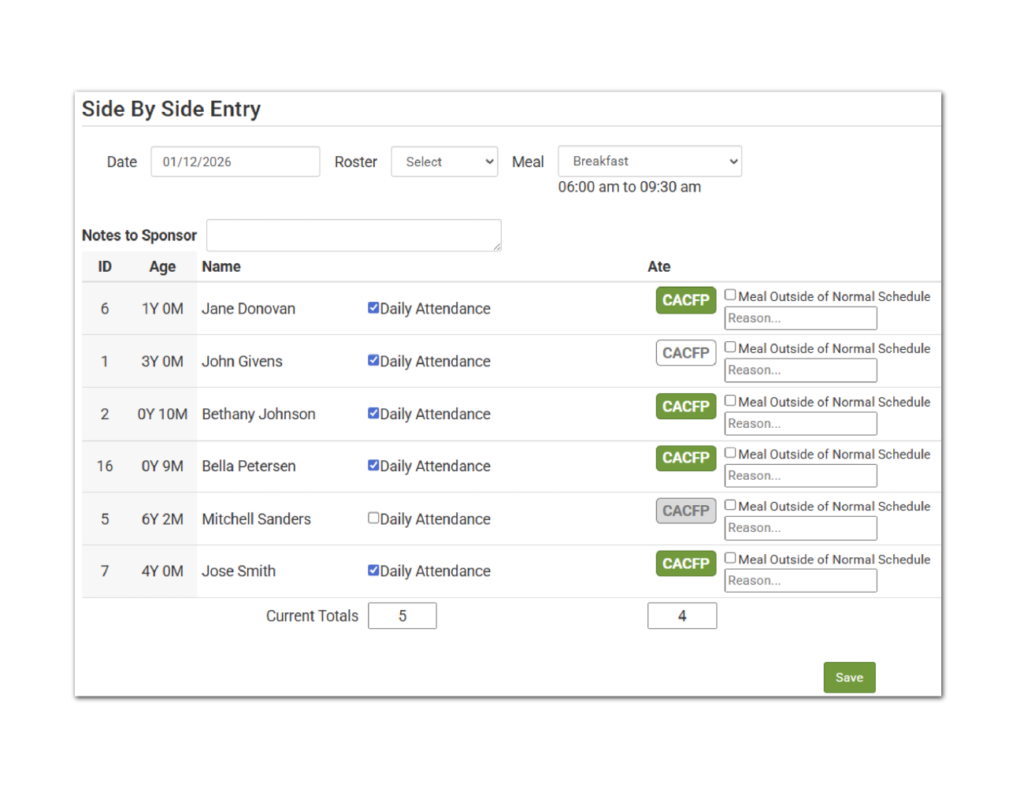 Software Screenshots & Sample Reports | My Food Program
