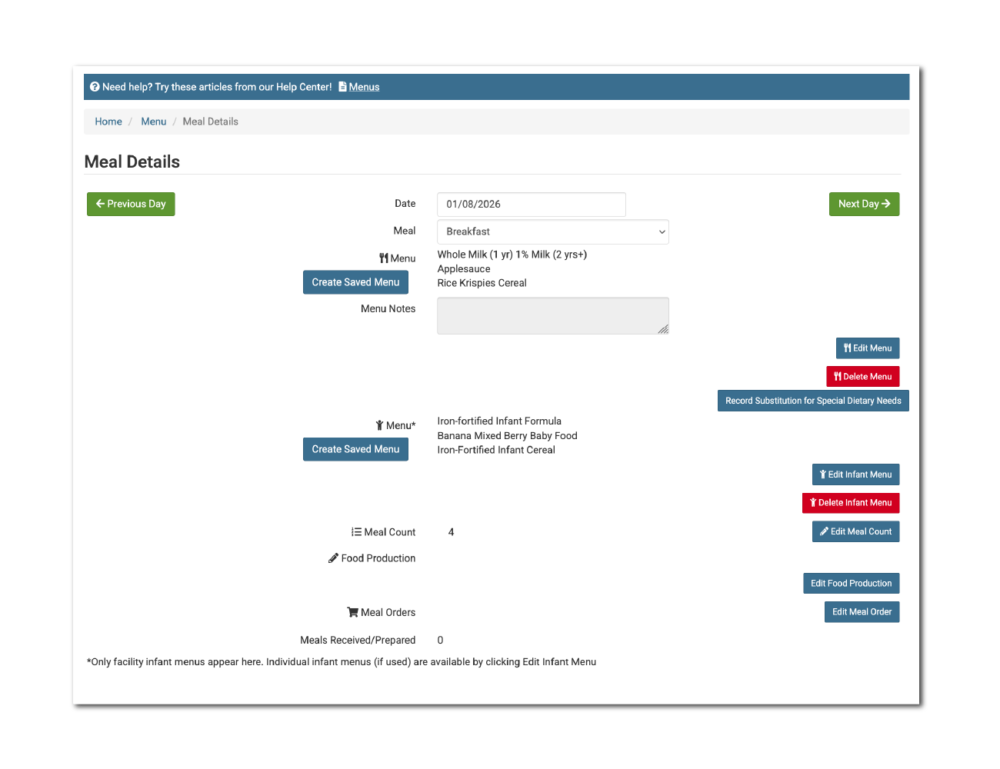 Software Screenshots & Sample Reports | My Food Program